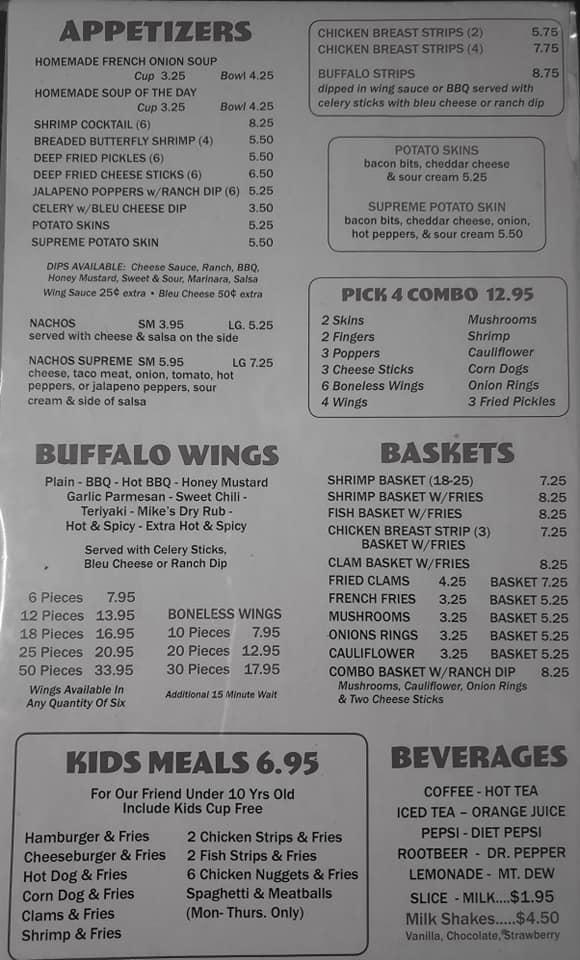 Menu at Olde Falls Inn pub & bar, Zanesville