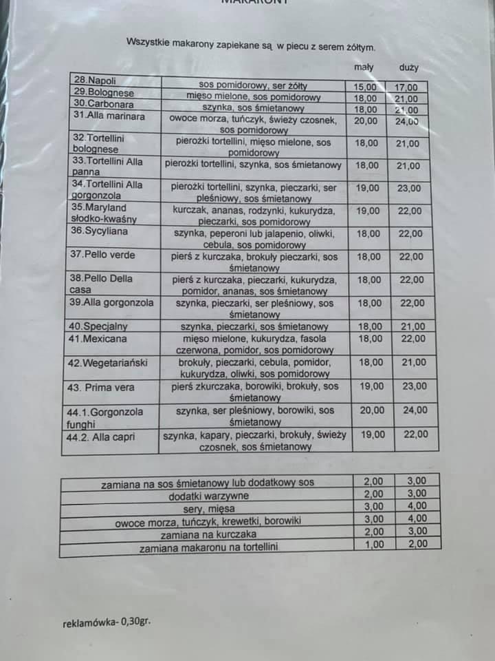 Menu at Pizza Pick. Pizzeria, Kamień Pomorski