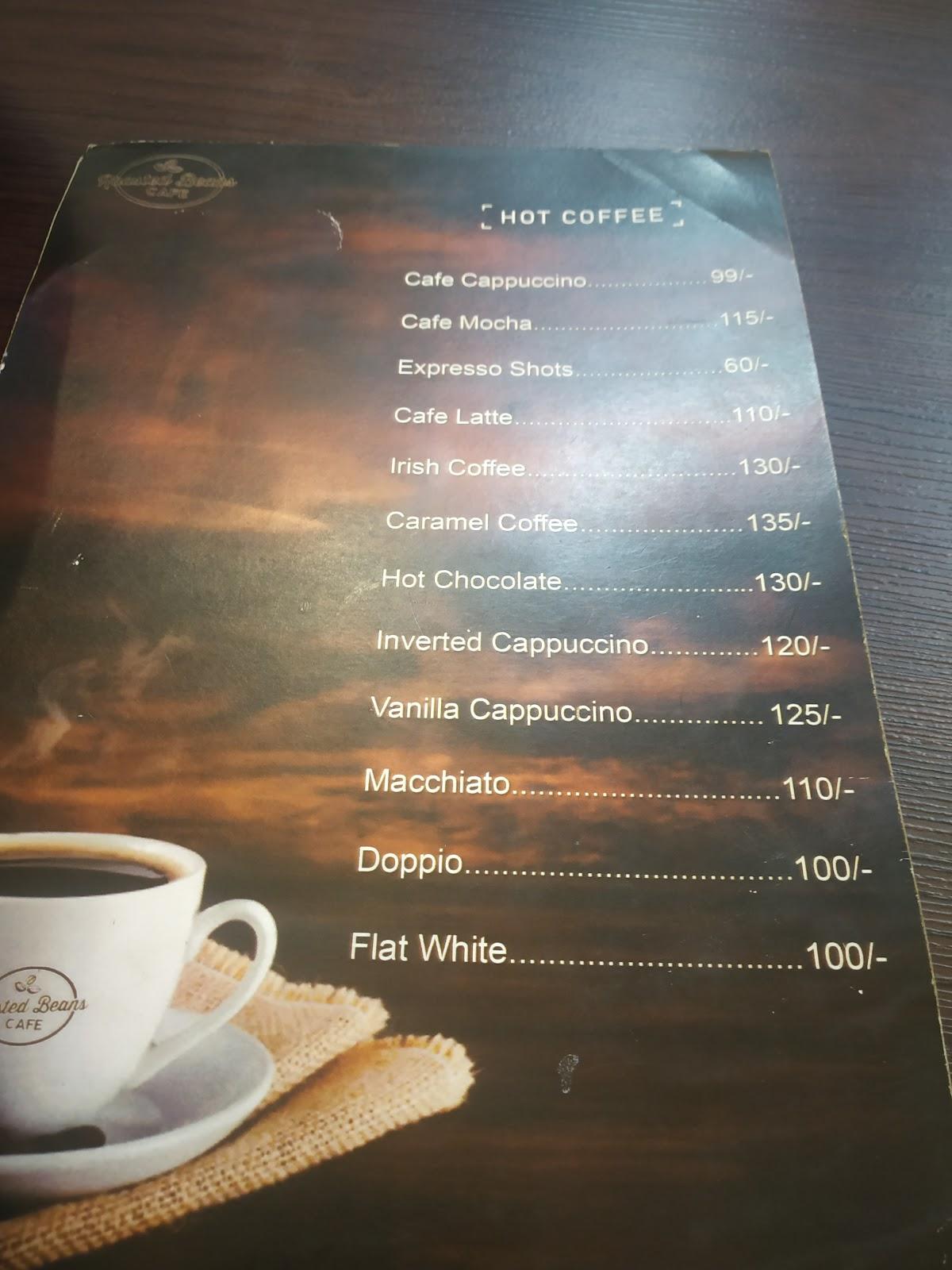 Menu at Roasted Beans, Agartala