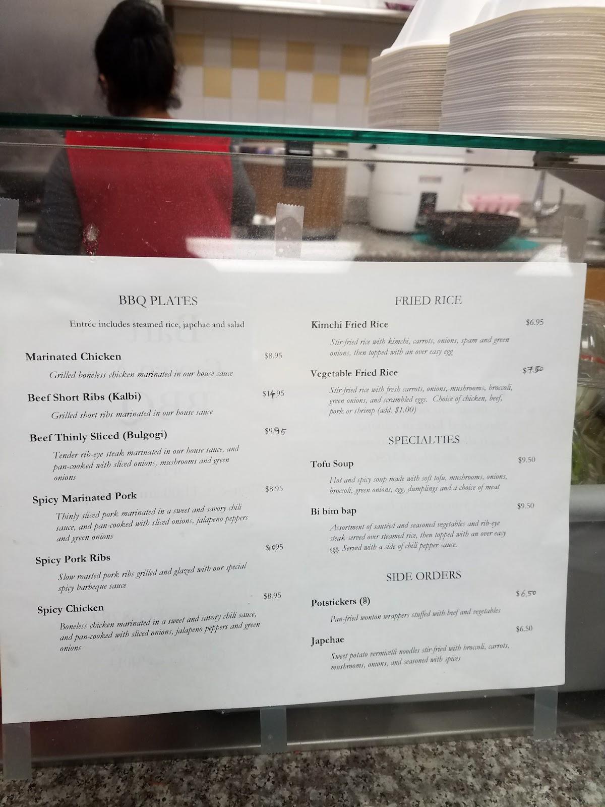 Menu at Bart Grocery, Daly City