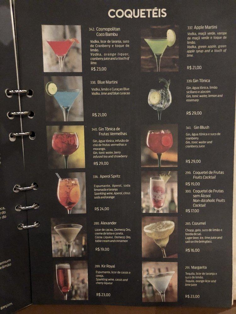 Menu at Coco Bambu restaurant, Brasília, Conjunto 36