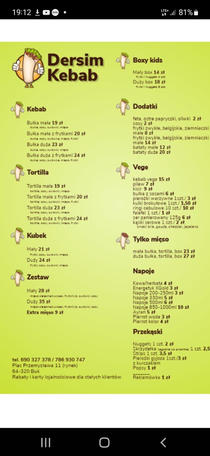 Menu at Dersim Kebab BUK restaurant, Buk