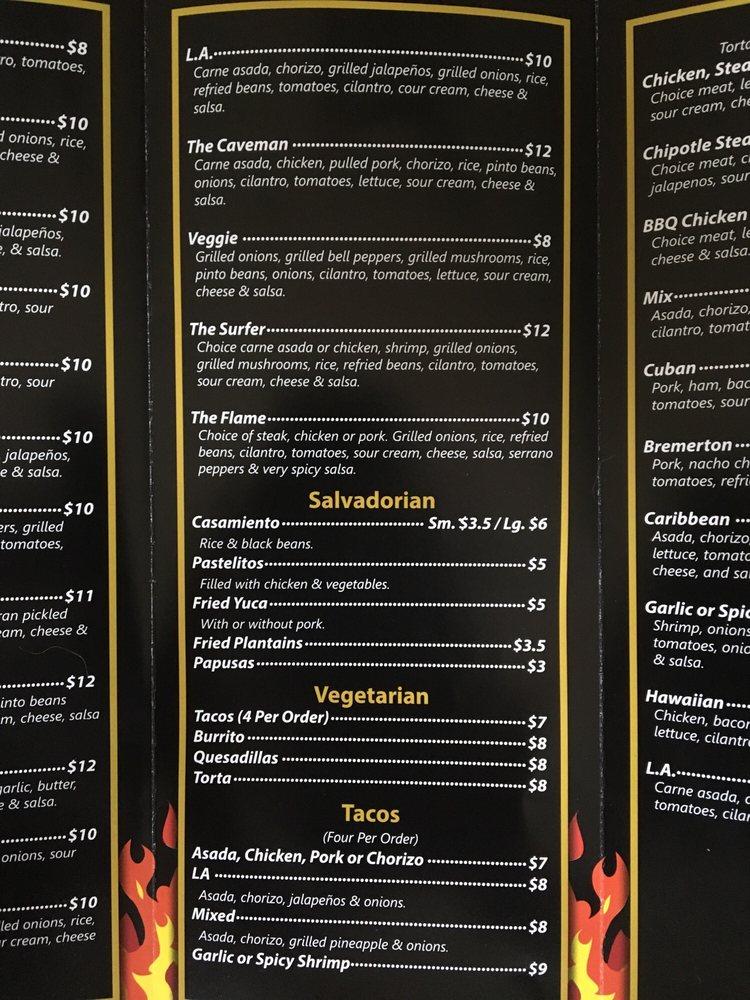 Menu at El Balcon restaurant, Bremerton