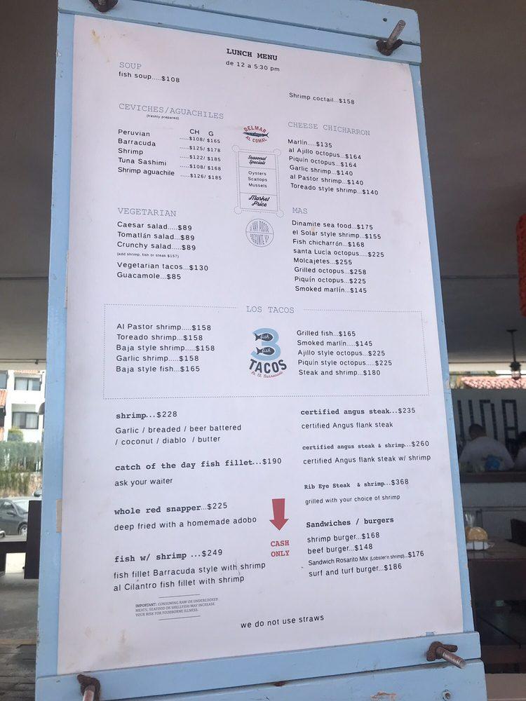 Menu at El Barracuda, Puerto Vallarta, Paraguay 1290