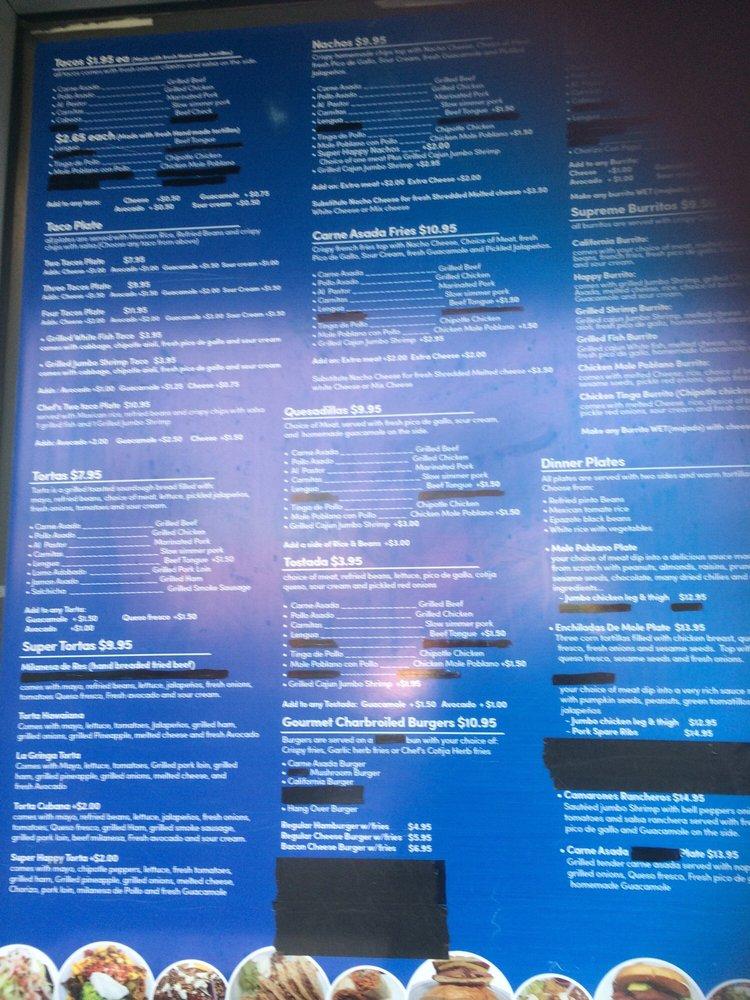 Carta del restaurante Happy Taco, Los Angeles, Hoover St