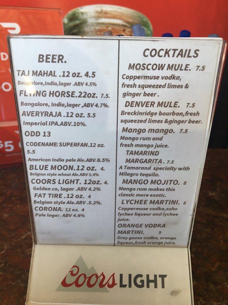 Menu at India Express Denver restaurant, Denver, 727 Colorado Blvd