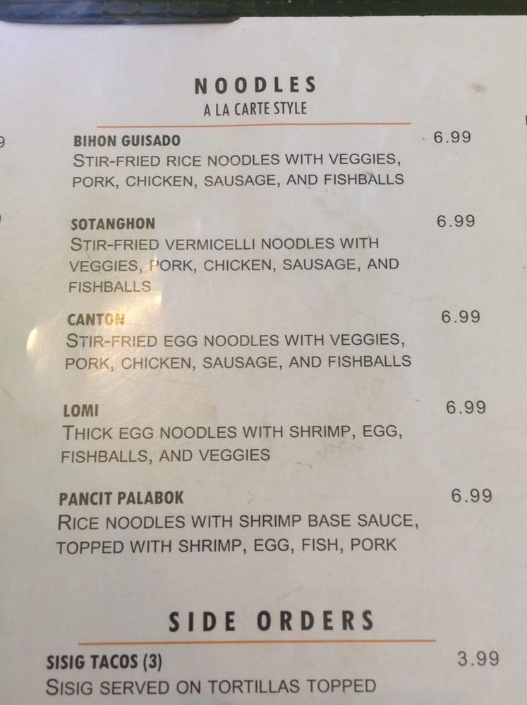Menu at Nova's Grill Filipino Fast Food, Covina