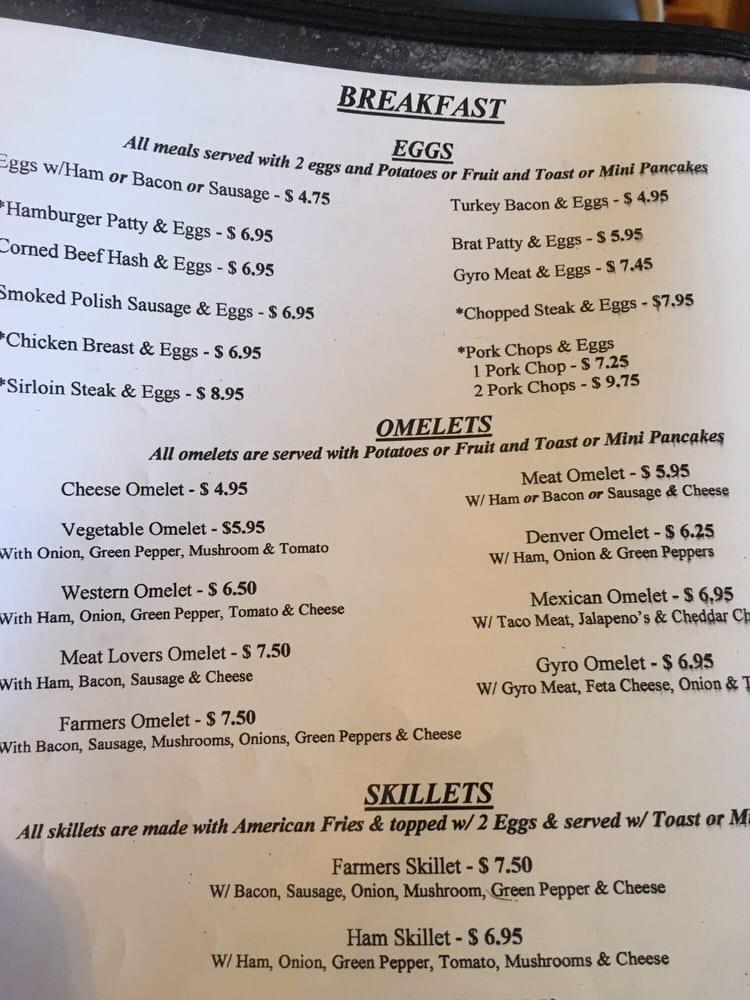 Menu at Oak Creek Diner restaurant, Oak Creek