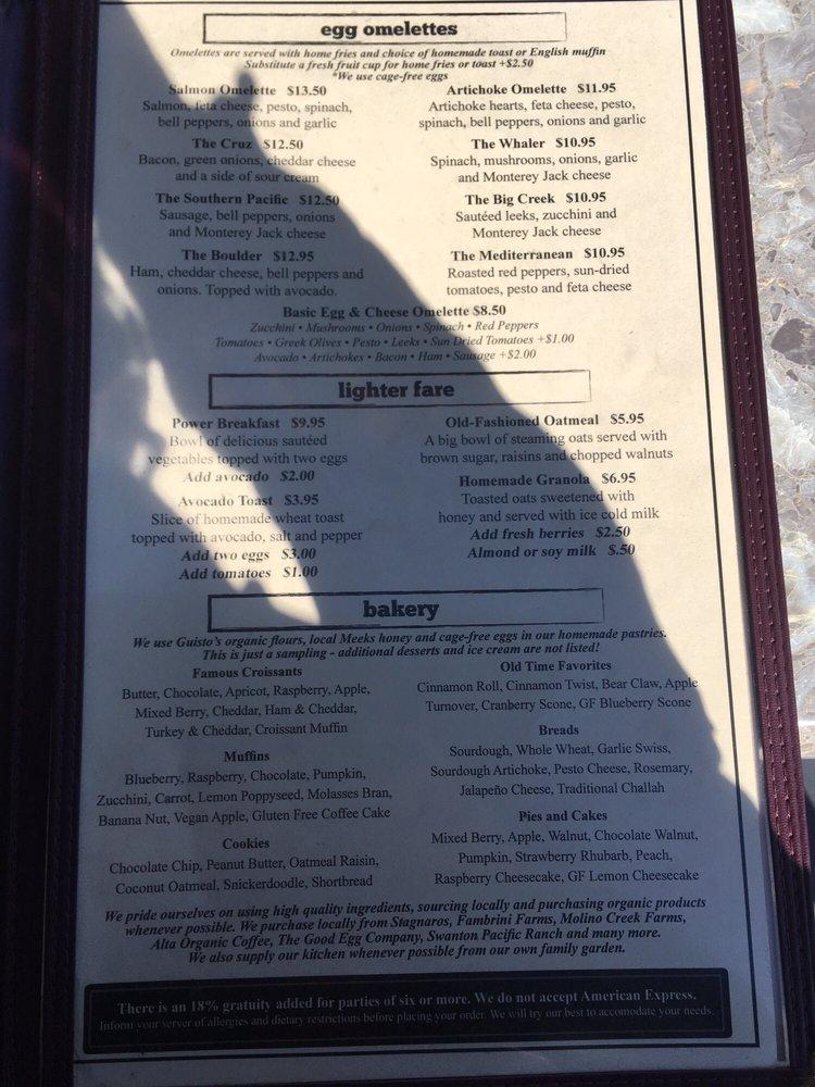 Menu at Whale City Bakery, Davenport