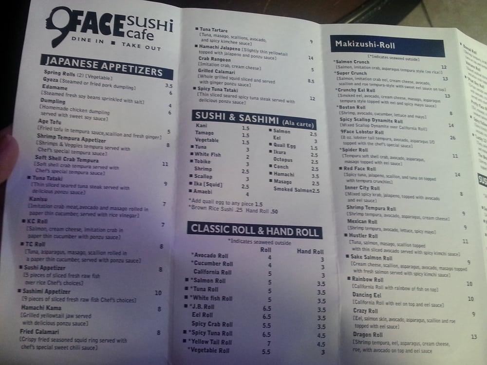 Menu at 9 Face Sushi Cafe, Pompano Beach