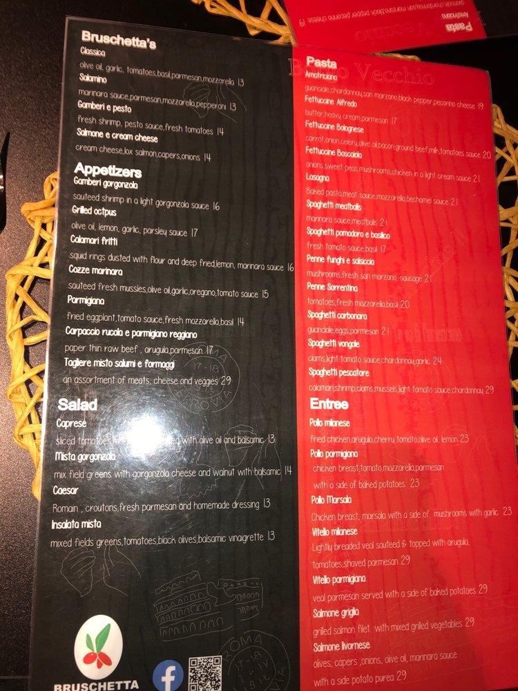 Menu at Bruschetta Francesca pub & bar, Key West