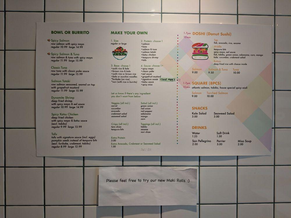 Menu at Square restaurant, Toronto, Square One Dr