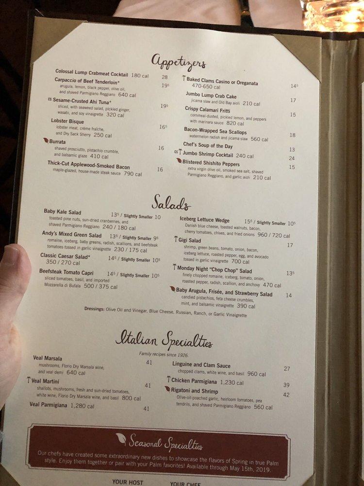 Menu at The Palm – New York steakhouse, West New York, 250 W 50th St
