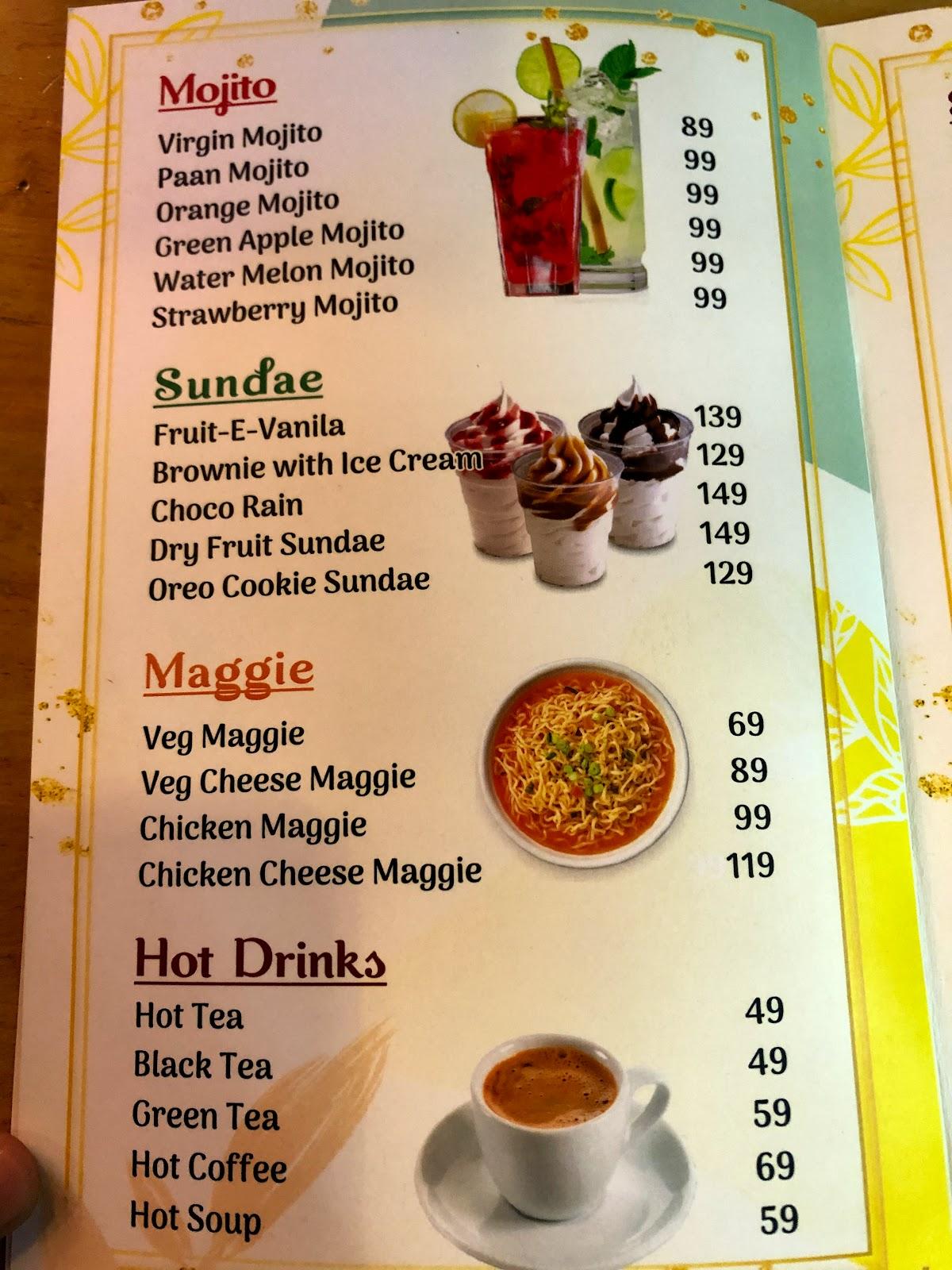 Menu at Cafe lit, Patna
