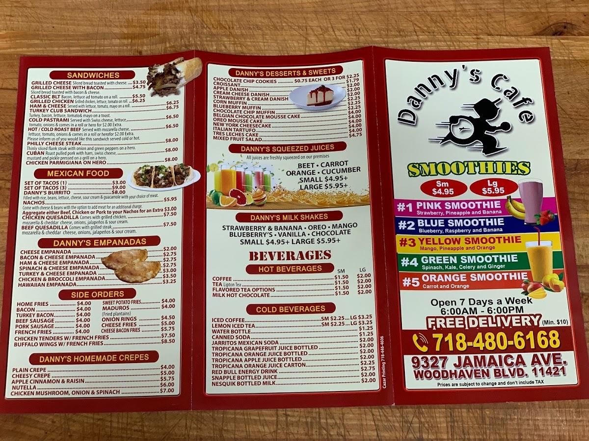 Menu at Danny's Coffee Shop cafe, New York City, 93-27 Jamaica Ave