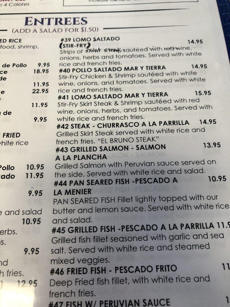 Menu at El Buzo Peruvian Cuisine steakhouse, Cocoa Beach, N Atlantic Ave