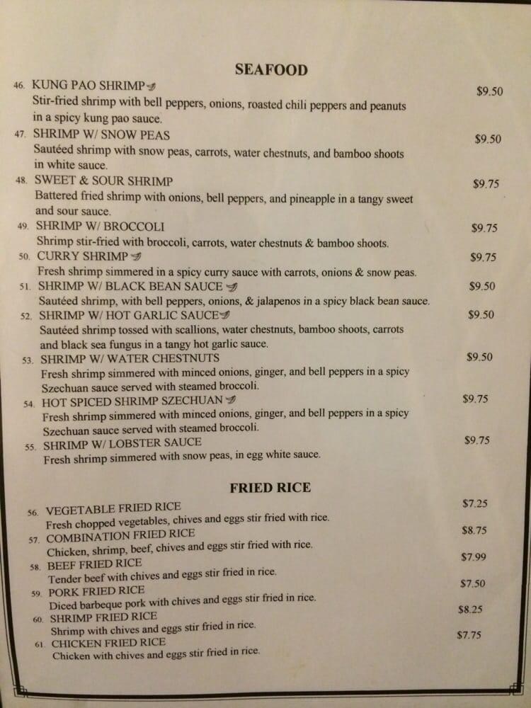 Menu at Mei Yuan restaurant, Burnet