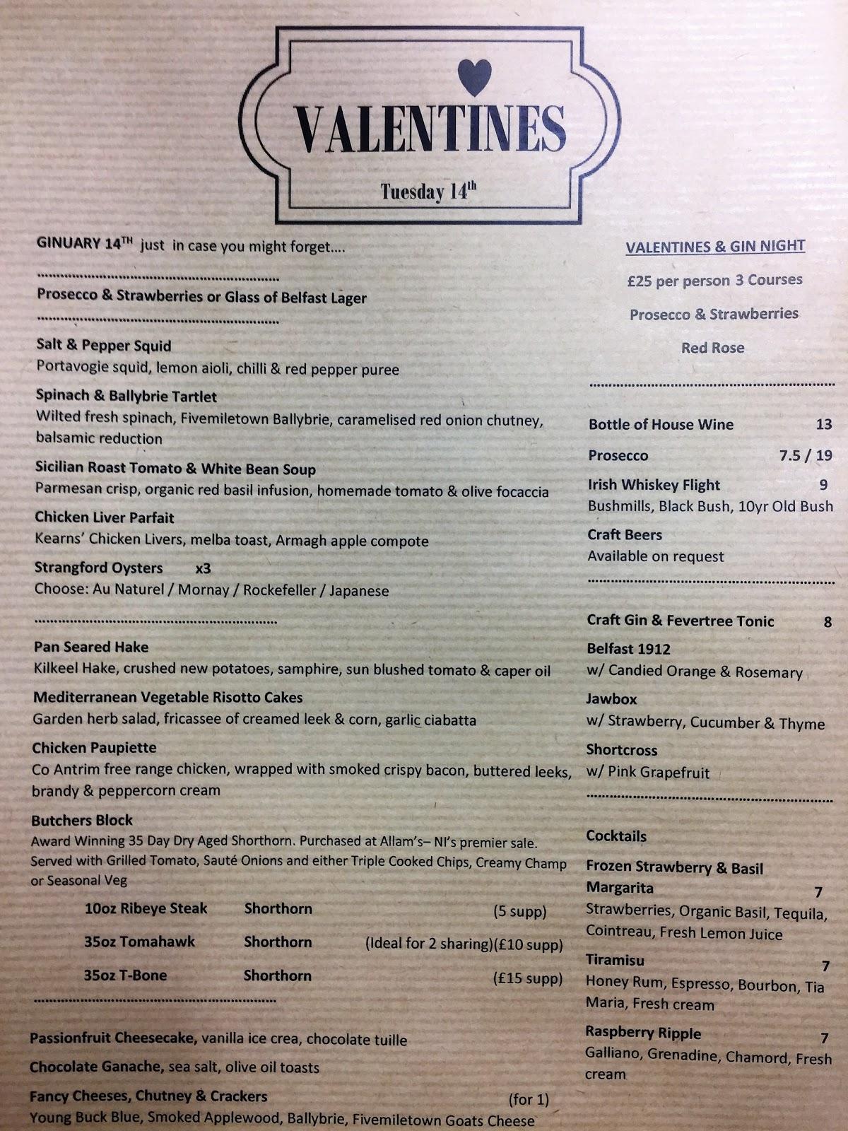 Menu at Morning Star Bar & Restaurant, Belfast