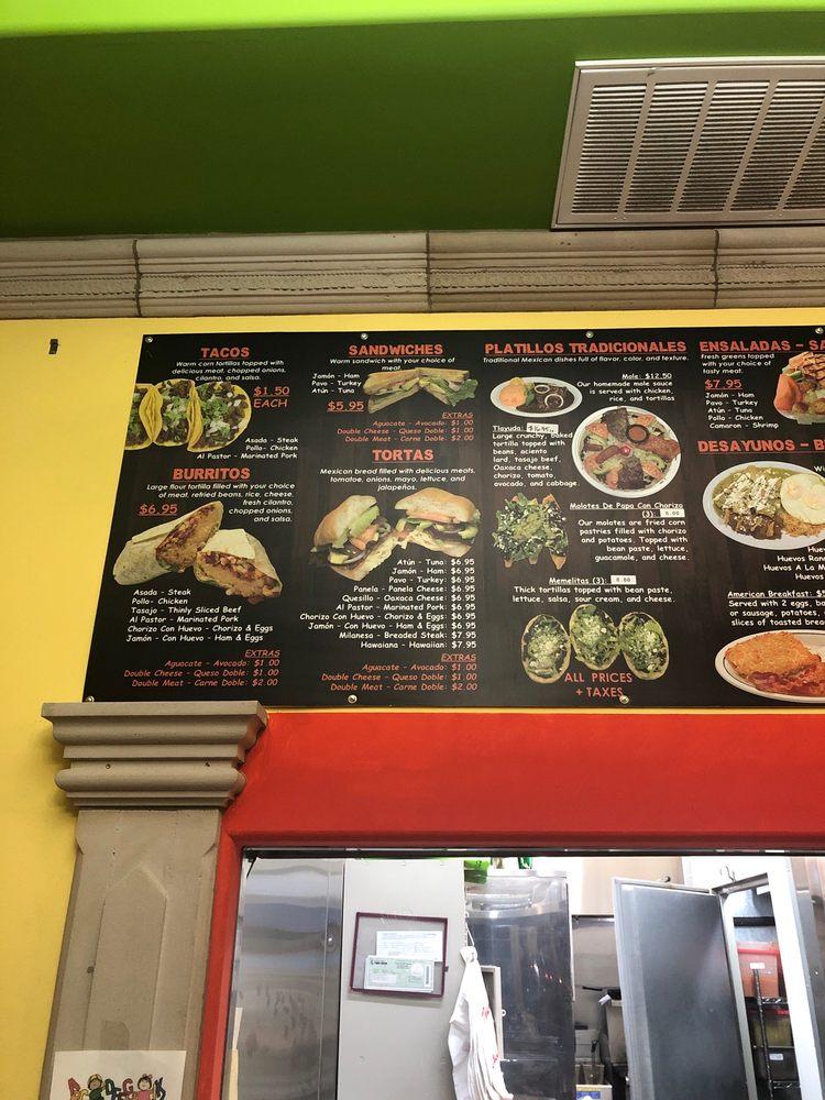 Menu at Burrito Caliente restaurant, Inglewood