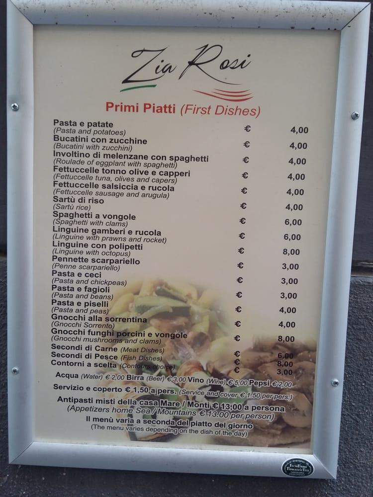 Menu da Trattoria Zia Rosi ristorante, Napoli