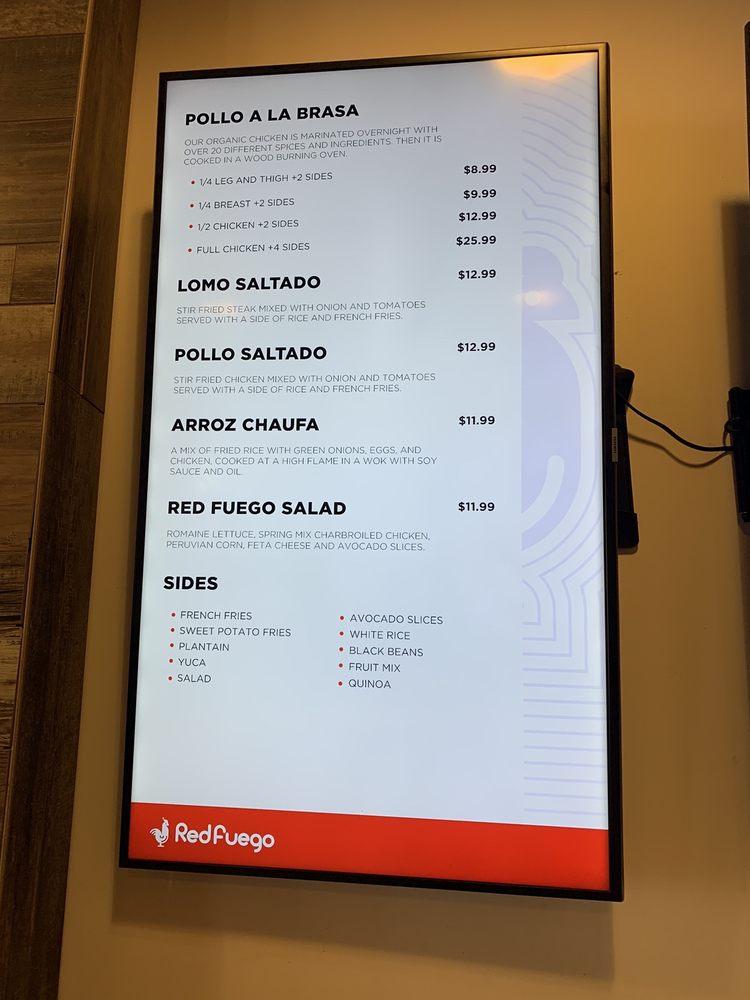 Menu at Red Fuego restaurant, Orem