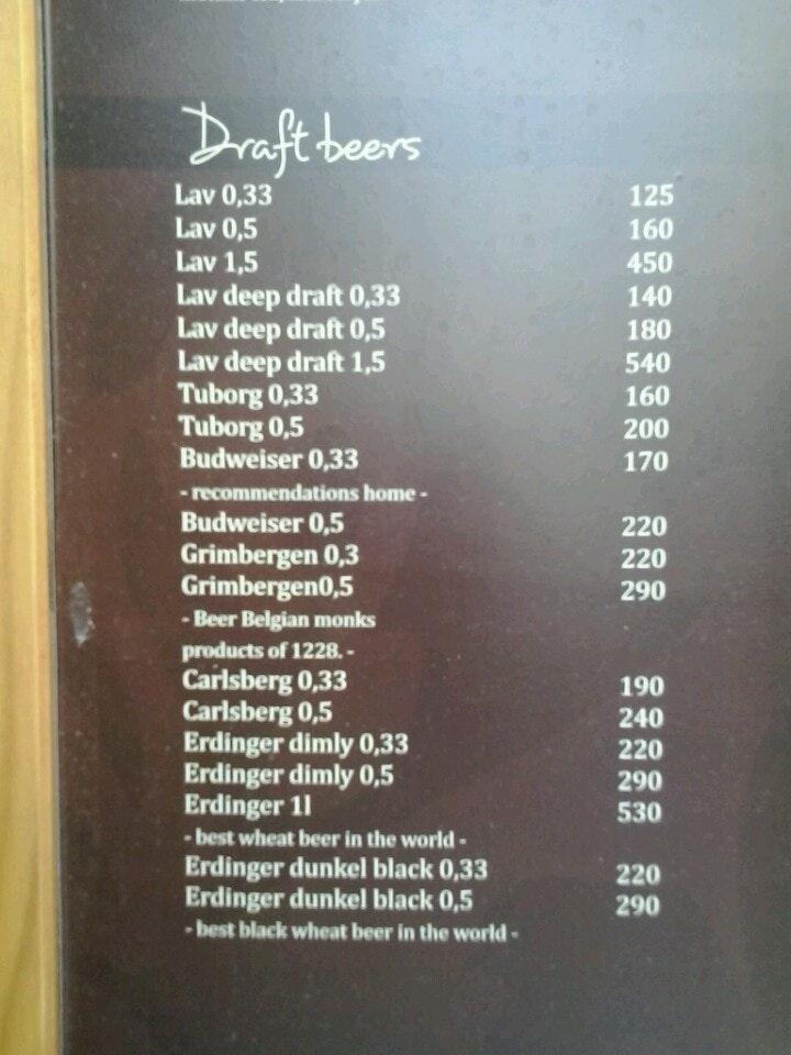 Menu at Cigla Pub, Belgrade, Čika-Ljubina 11