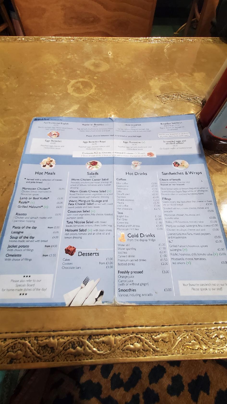 Menu at Dorset Brasserie restaurant, London