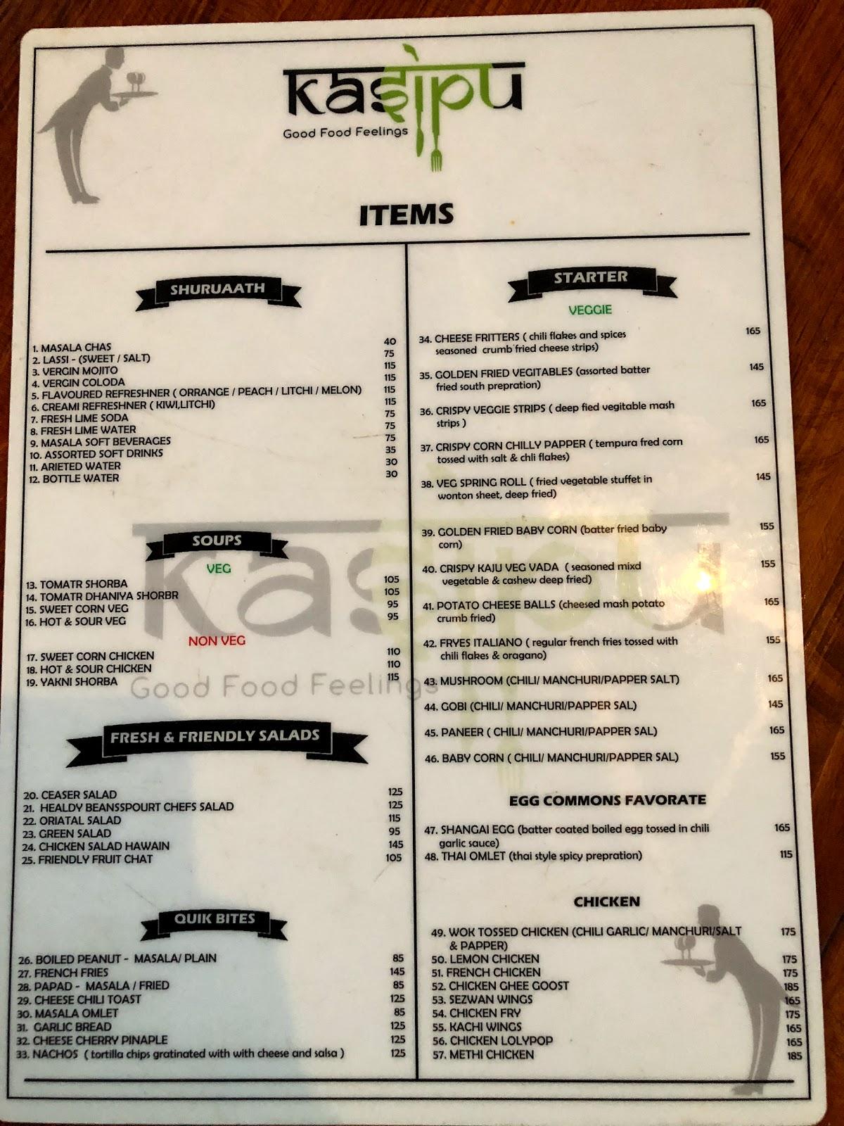 Menu at Kasipu Resto-Bar, Bengaluru, #35/9