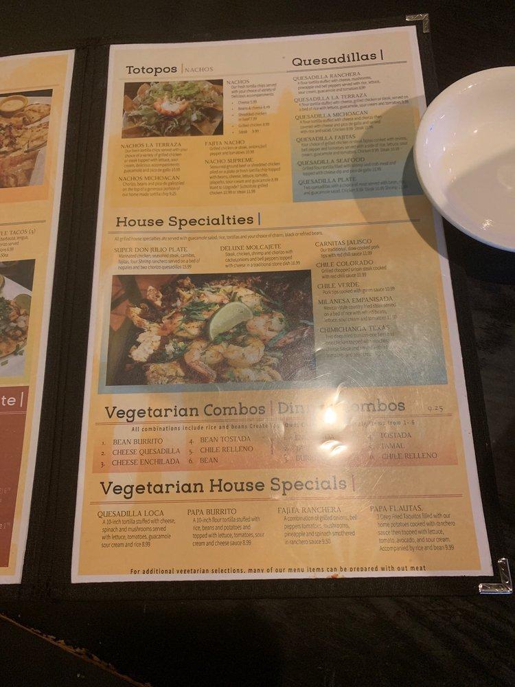Menu of La Terraza, Columbia - mexican restaurant reviews and ratings