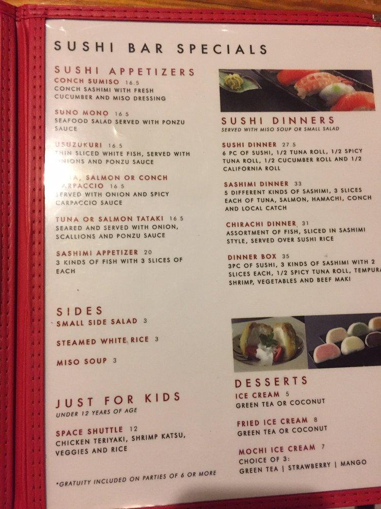 Menu at Origami Sushi Bar, Key West