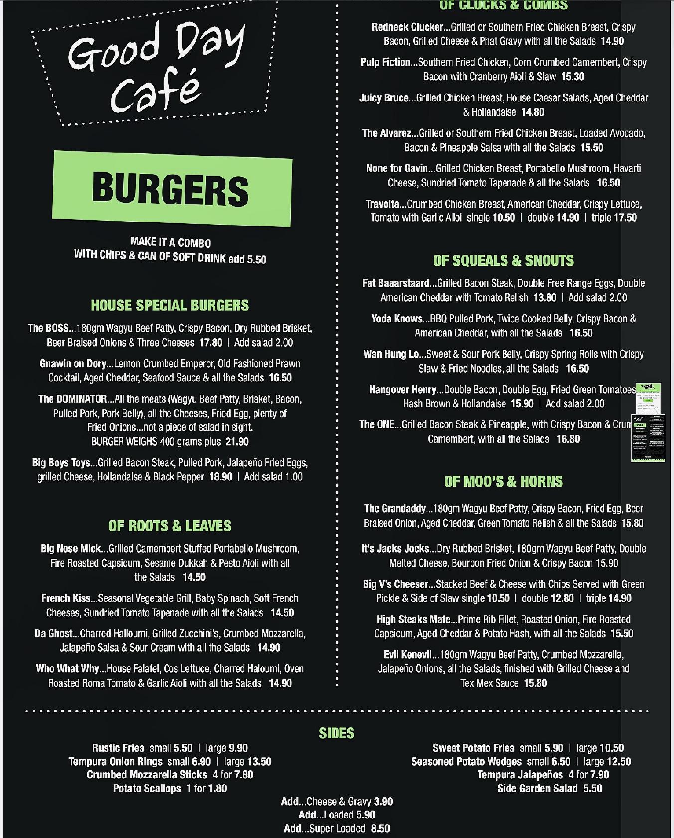 Menu at Paget's Good Day Cafe & Catering, Paget