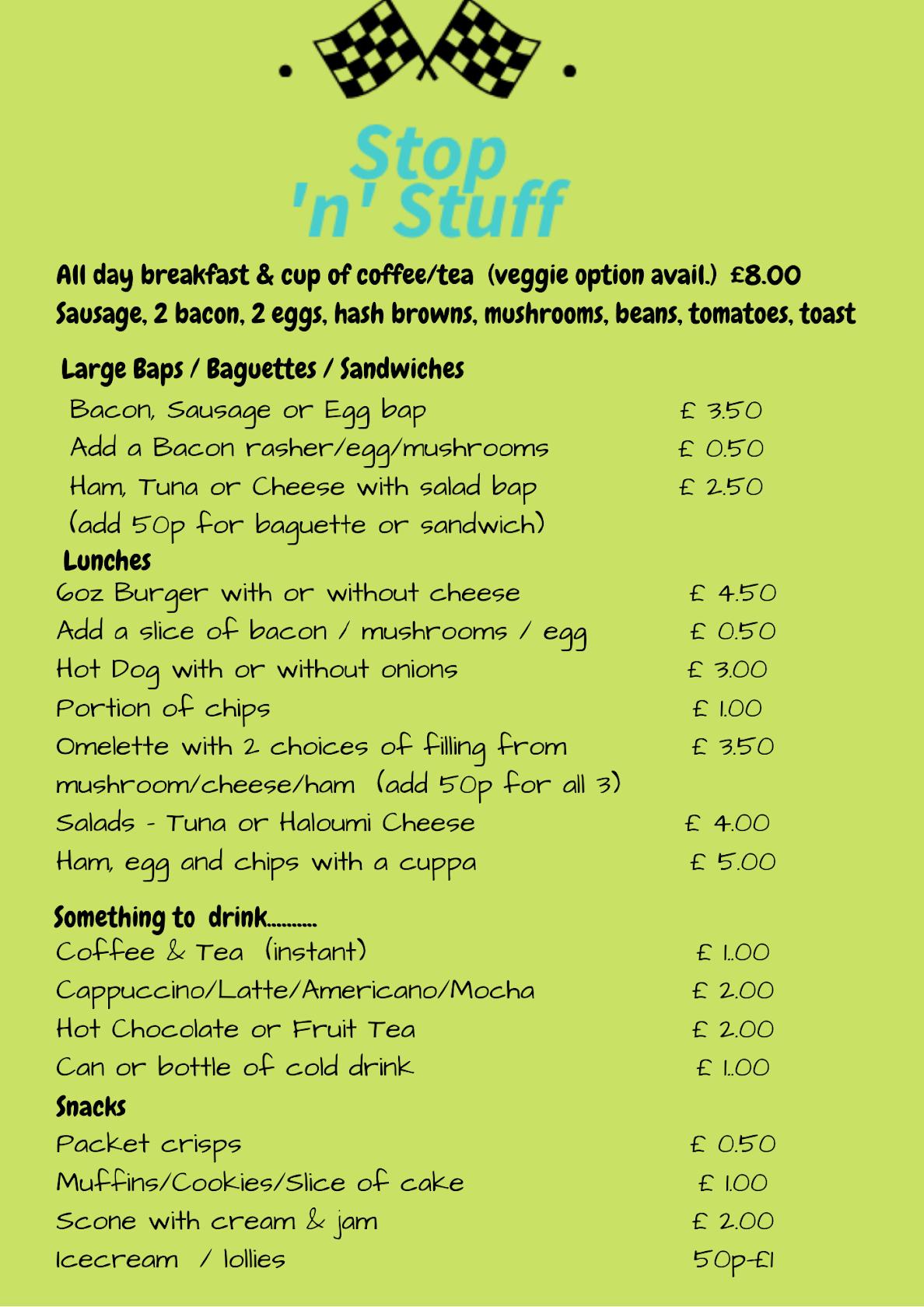 Menu at Emma's Cafe, Woburn