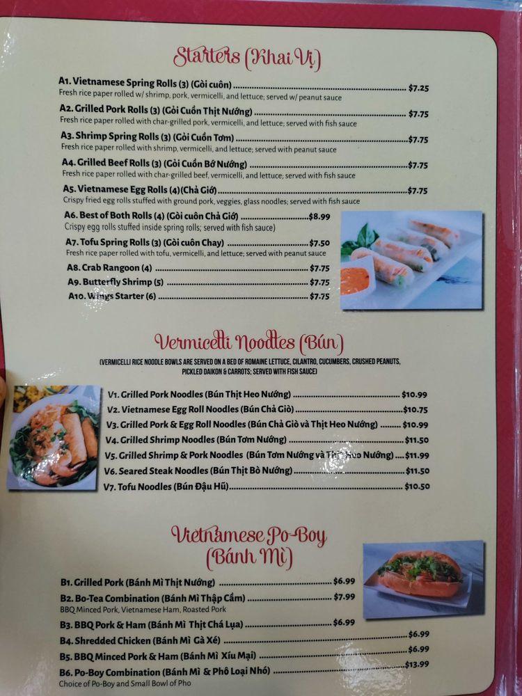 Menu at Bo-Tea Café restaurant, Slidell