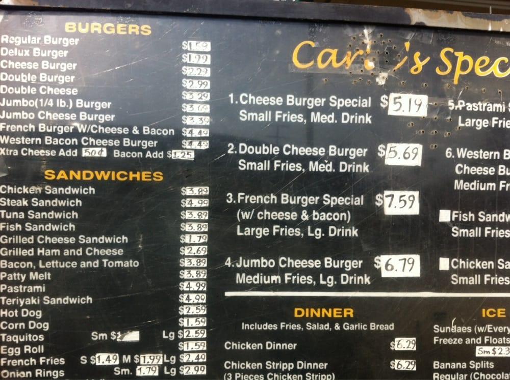 Menu at Carla's Drive In restaurant, Bakersfield, N Chester Ave