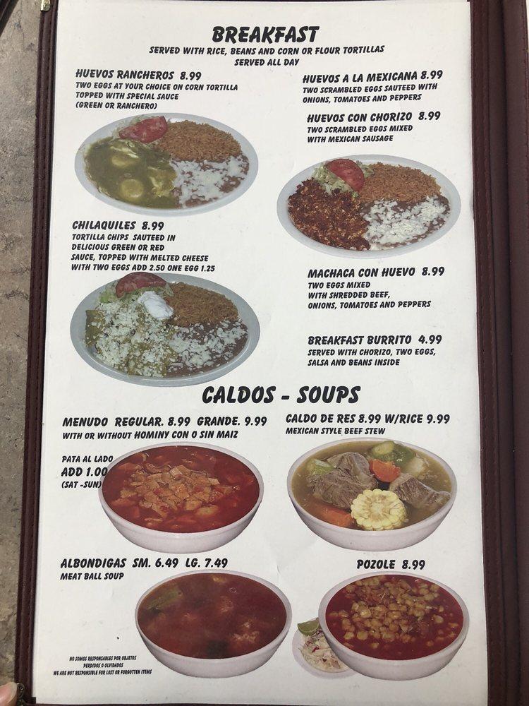 Menu at Casa Mota restaurant, Riverside