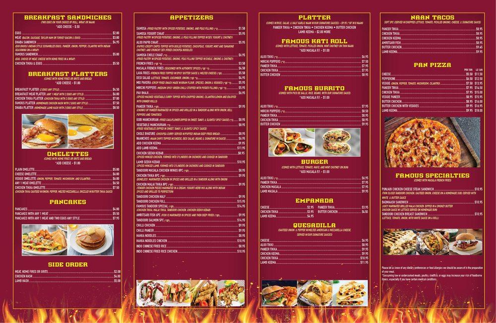 Menu at Famous Dhaba restaurant, Carteret