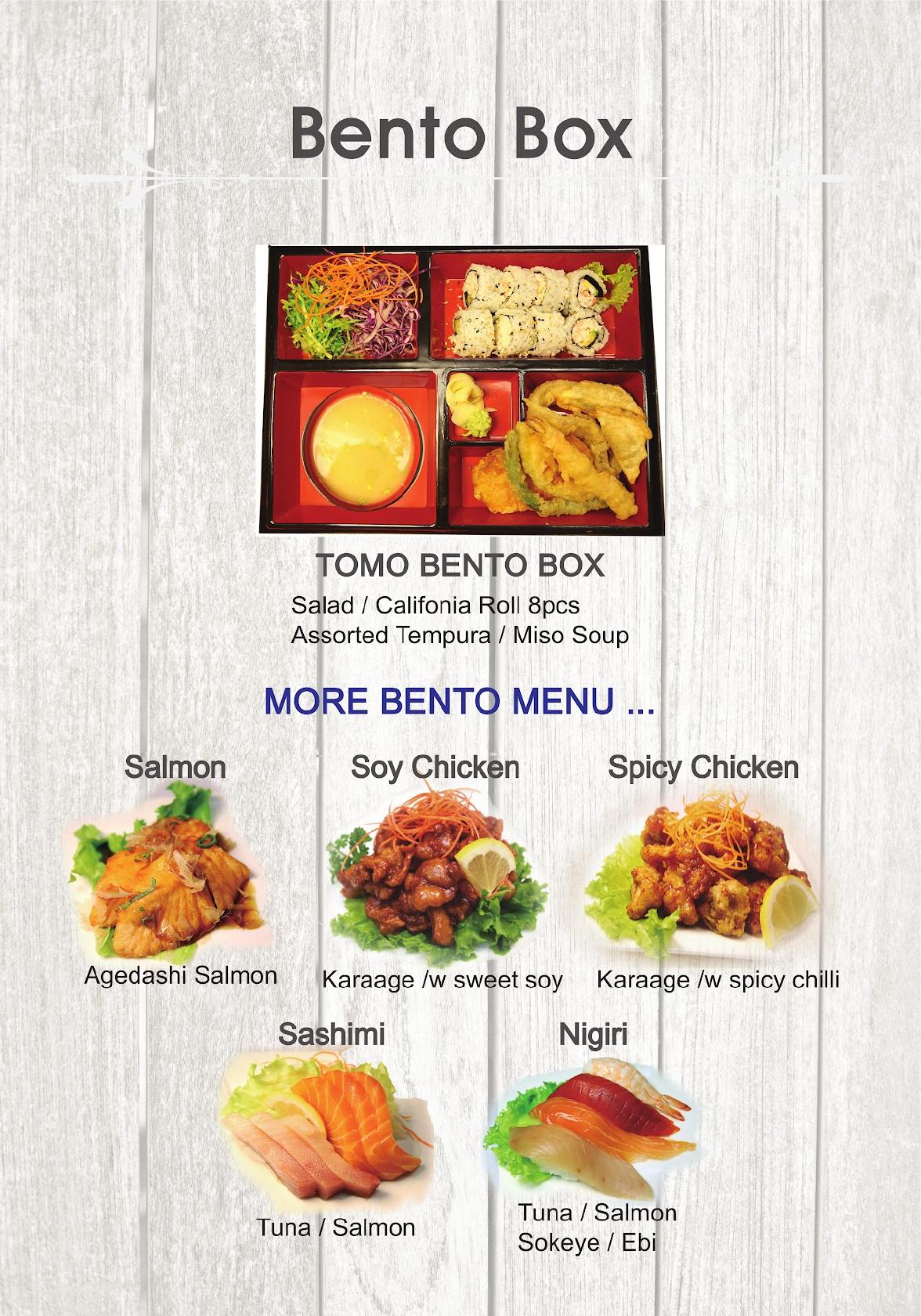 Menu at Tomo Sushi To Go restaurant, Nanaimo