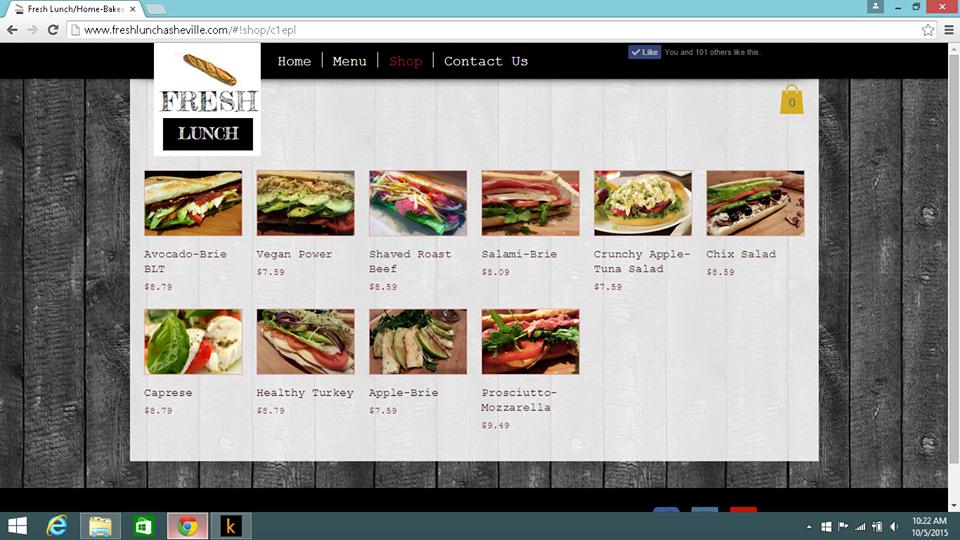 Menu at Fresh Lunch, Asheville, 242 Lakewood Dr