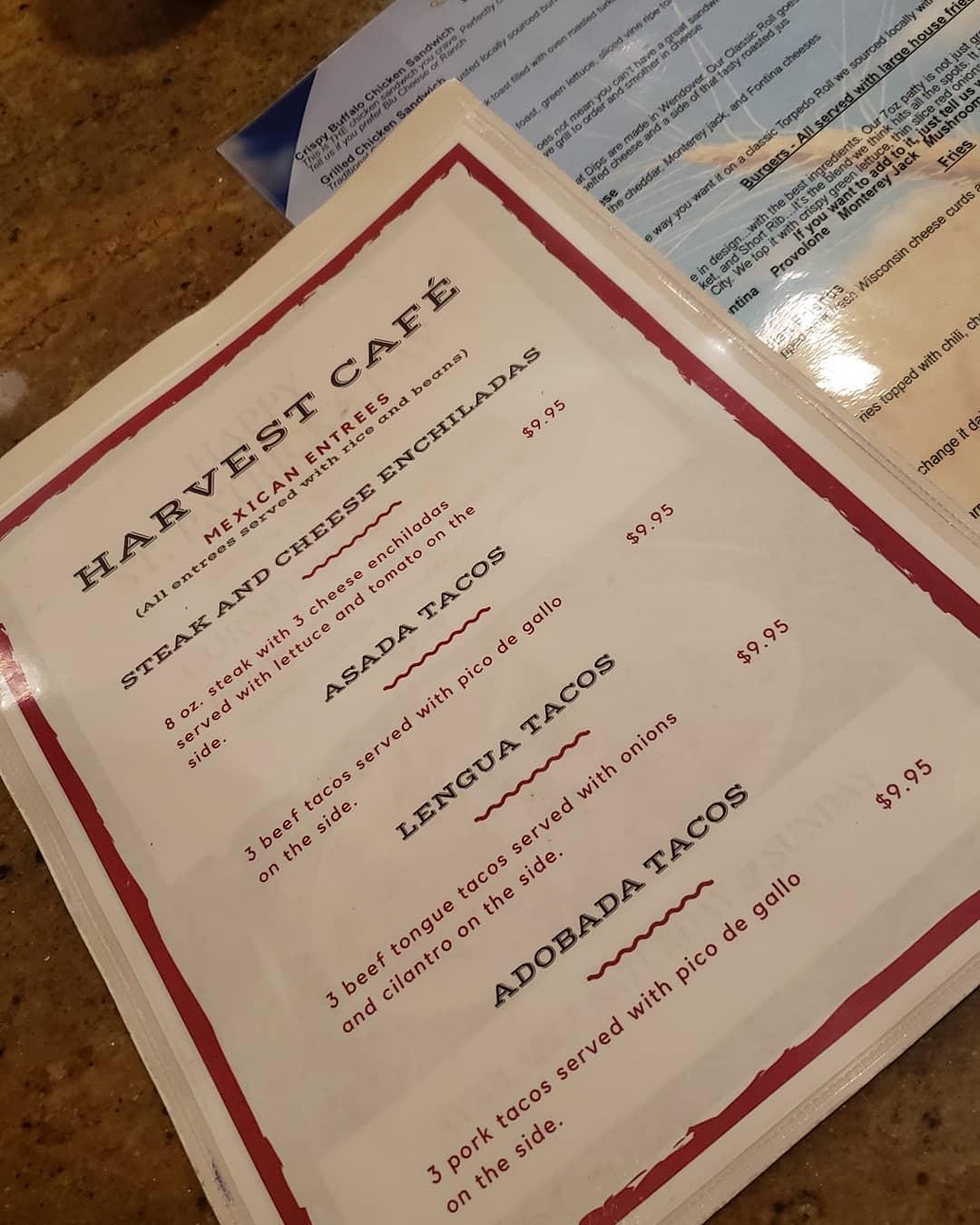 Menu at Golden Harvest Cafe, West Wendover