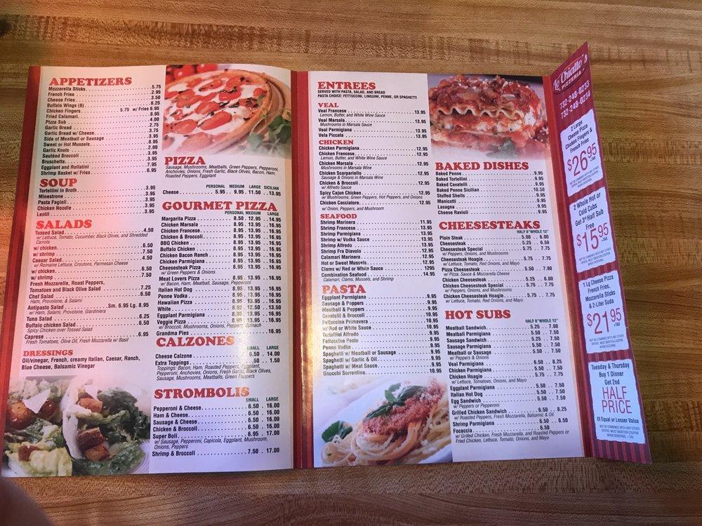 Menu at Lo Chiatto's Pizzeria, Edison