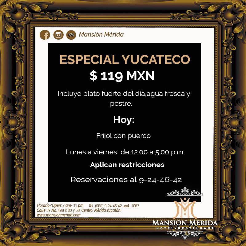 Menu at Mansión Mérida Hotel - Restaurante, Merida, Entre calle 58-60 ...