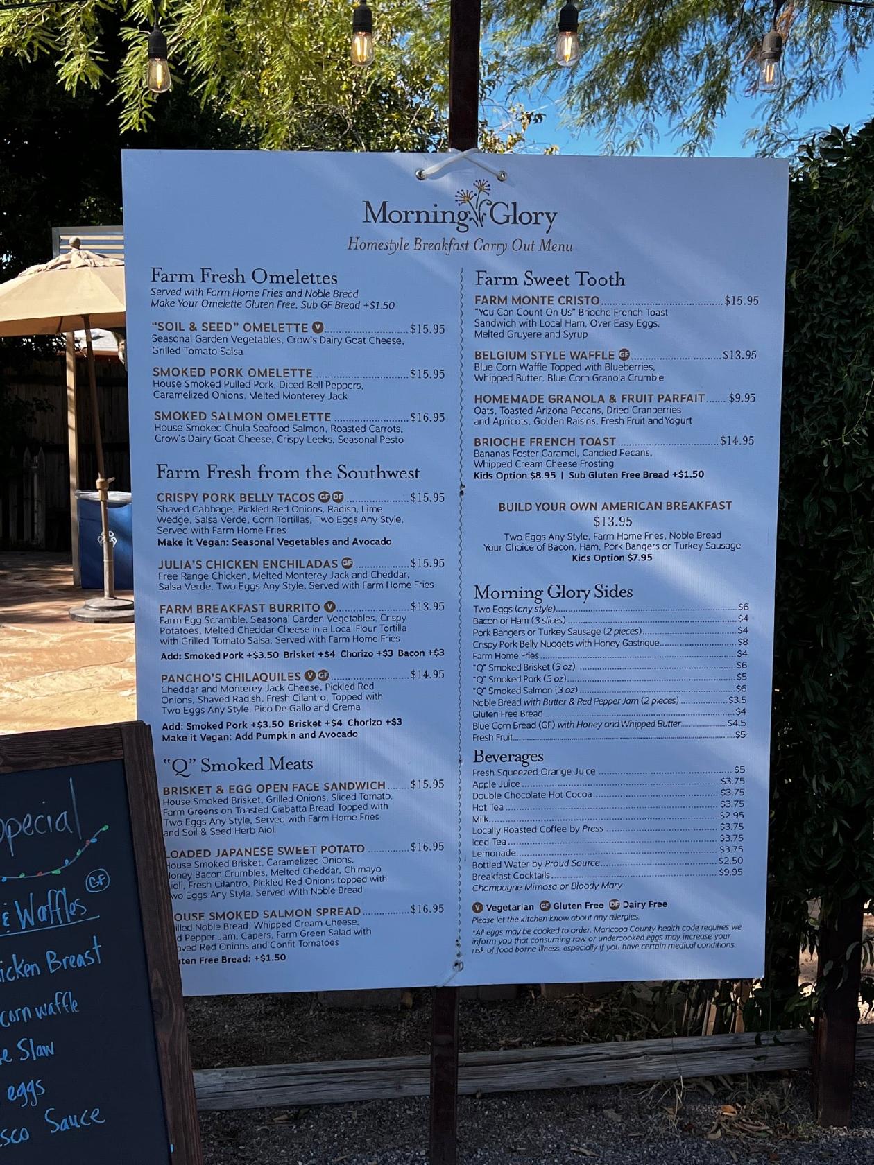 Carta de Morning Glory Cafe, Phoenix, S 32nd St