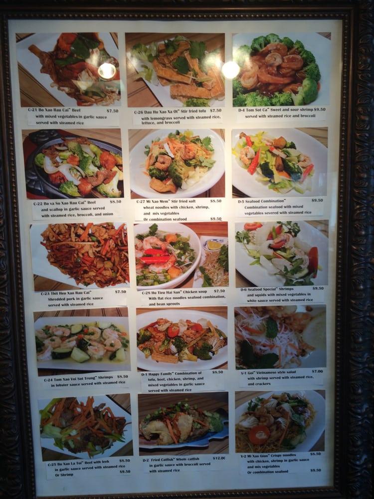 Menu at Saigon Cafe, Lubbock