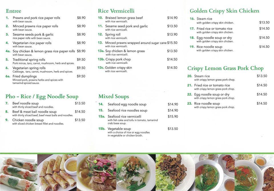 Menu at Saigon Express Drummoyne restaurant, Drummoyne