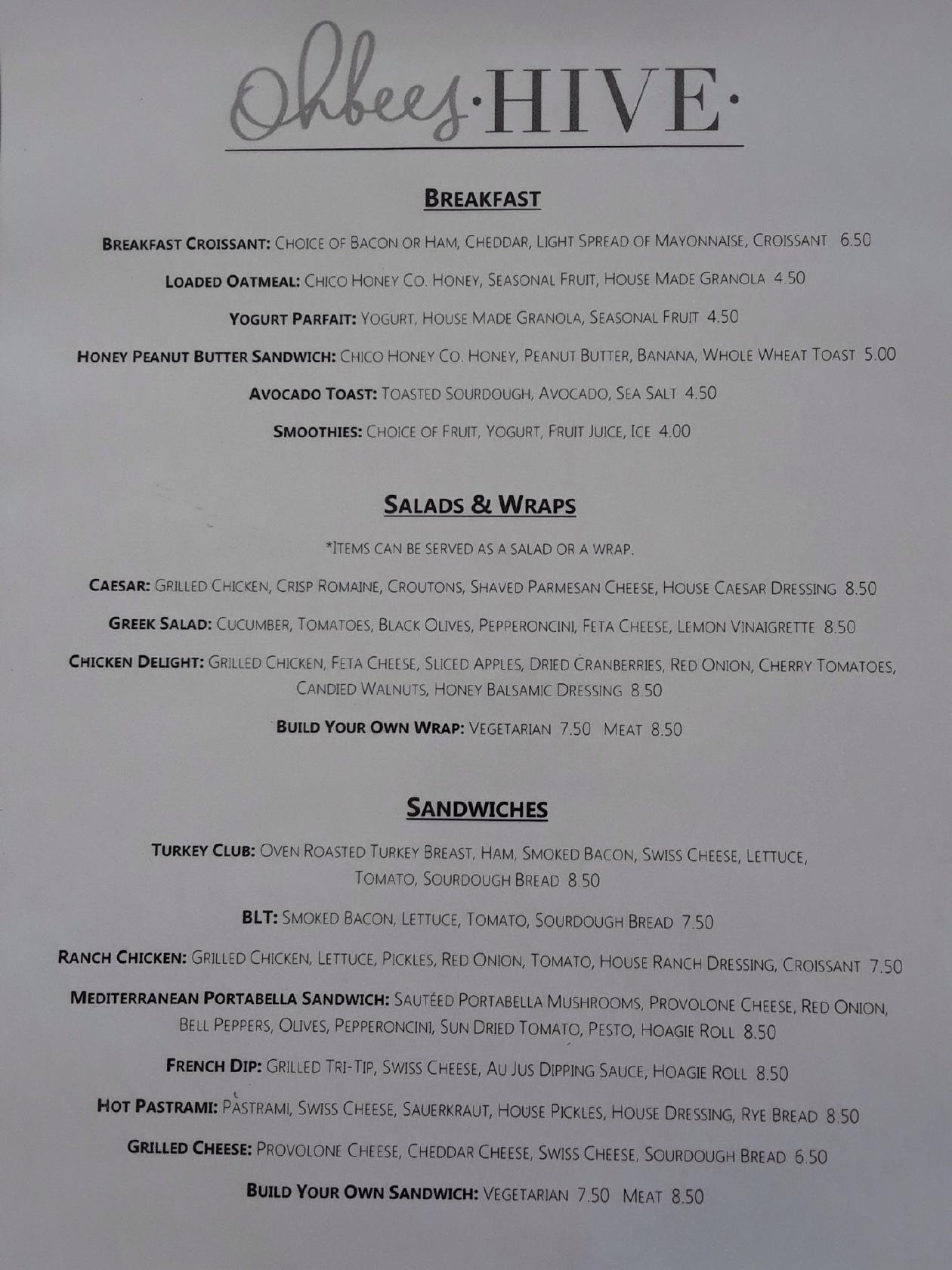 Menu at The Hive pub & bar, Orland