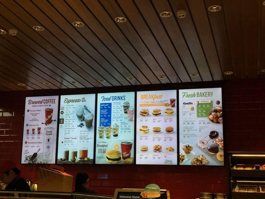 Menu at Tim Hortons cafe, Pasay, Blue Bay Walk