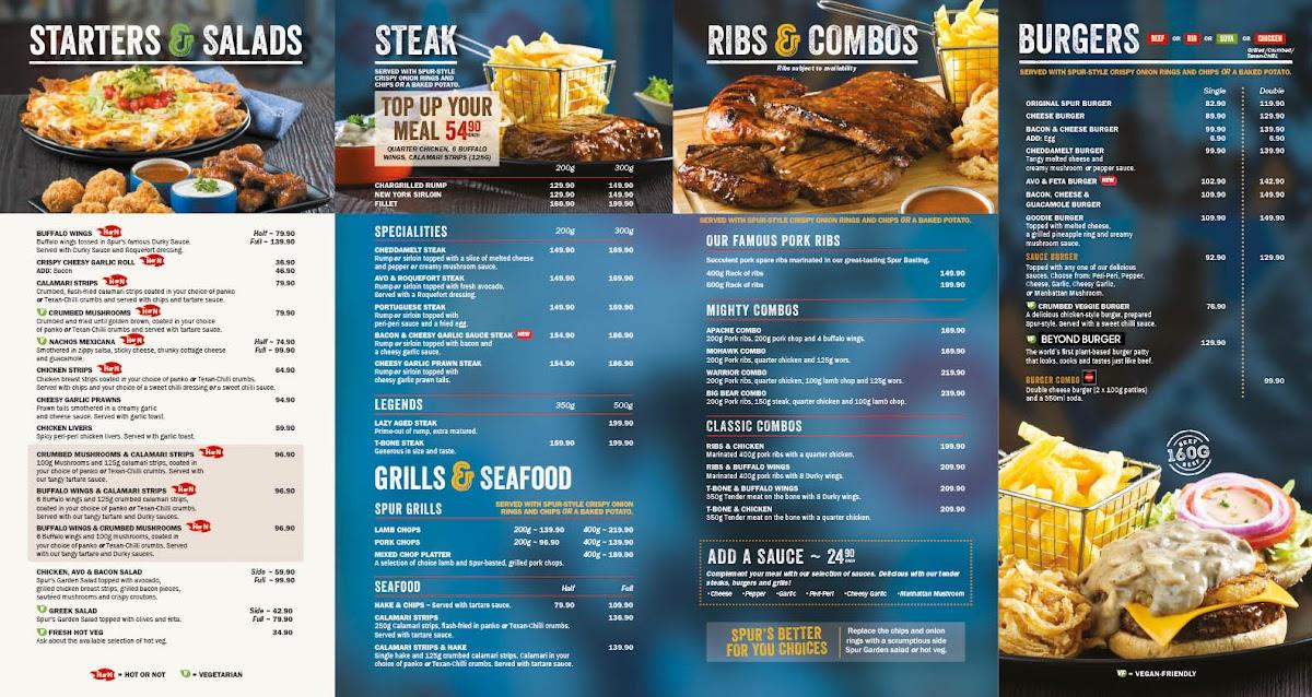 Speisekarte von Wild Falcon Spur Steak Ranch (Halaal) restaurant, Randburg