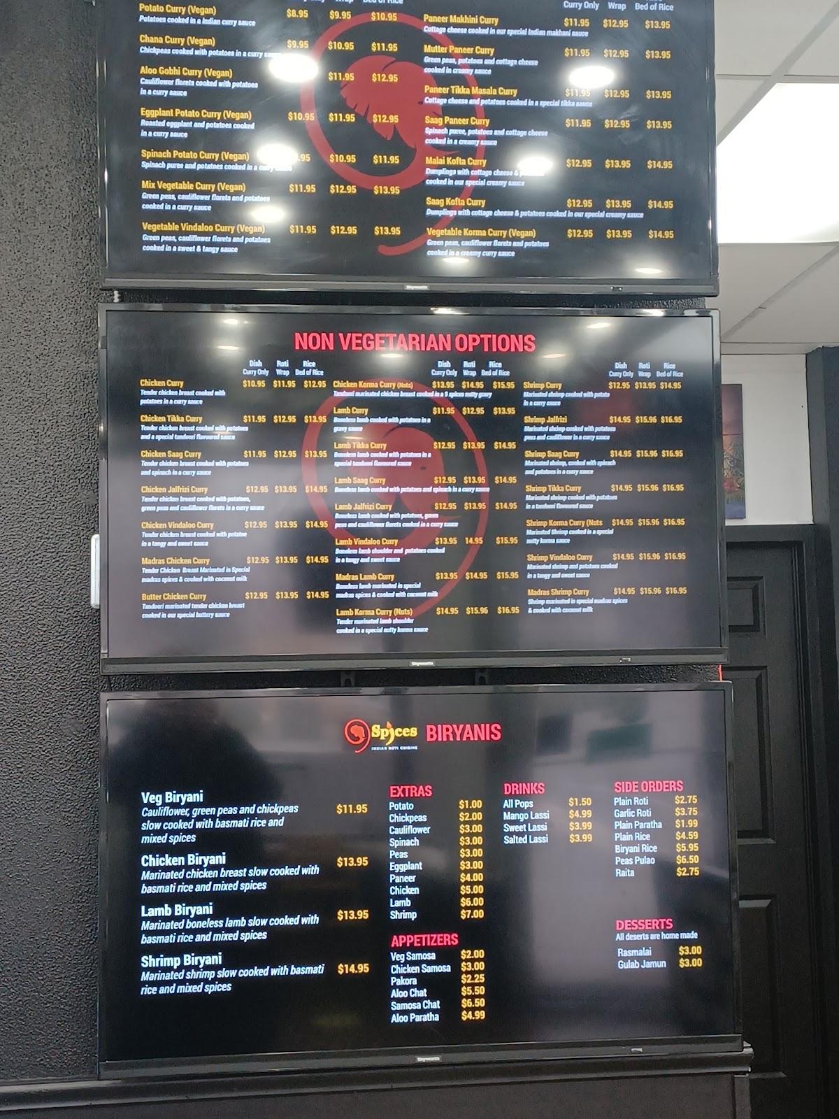 Menu at 9 spices Indian roti cuisine restaurant, Oshawa
