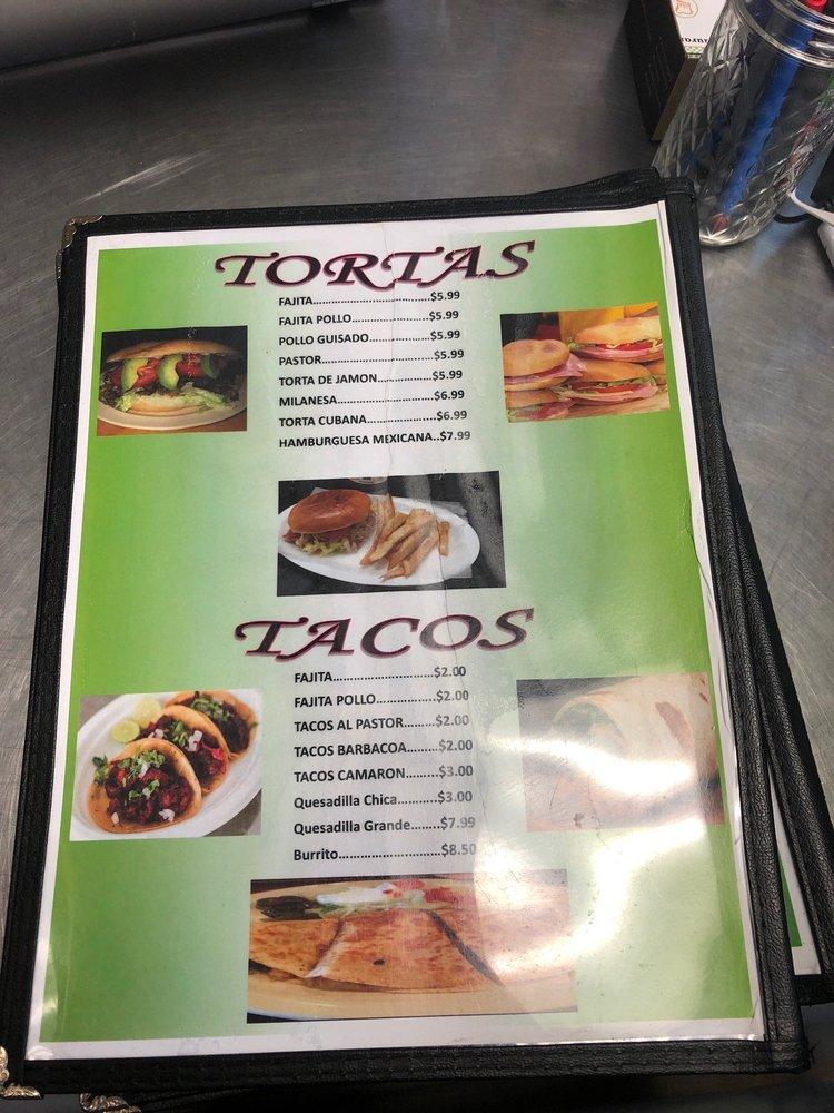 Menu at Dona Tula's restaurant, Houston