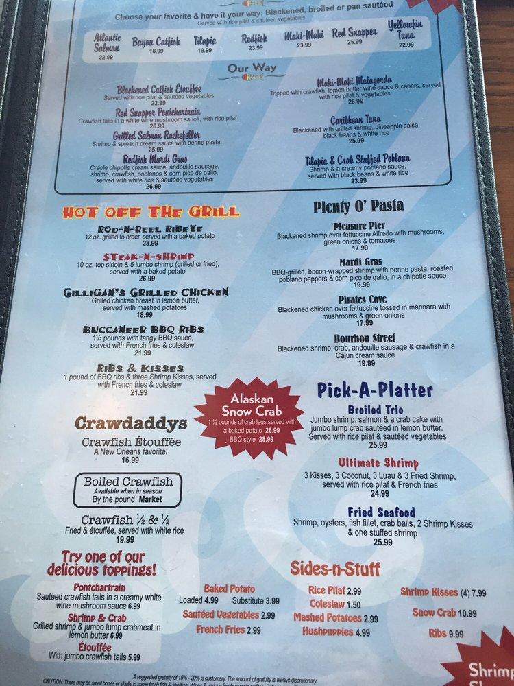 Menu at Fish Tales restaurant, Galveston